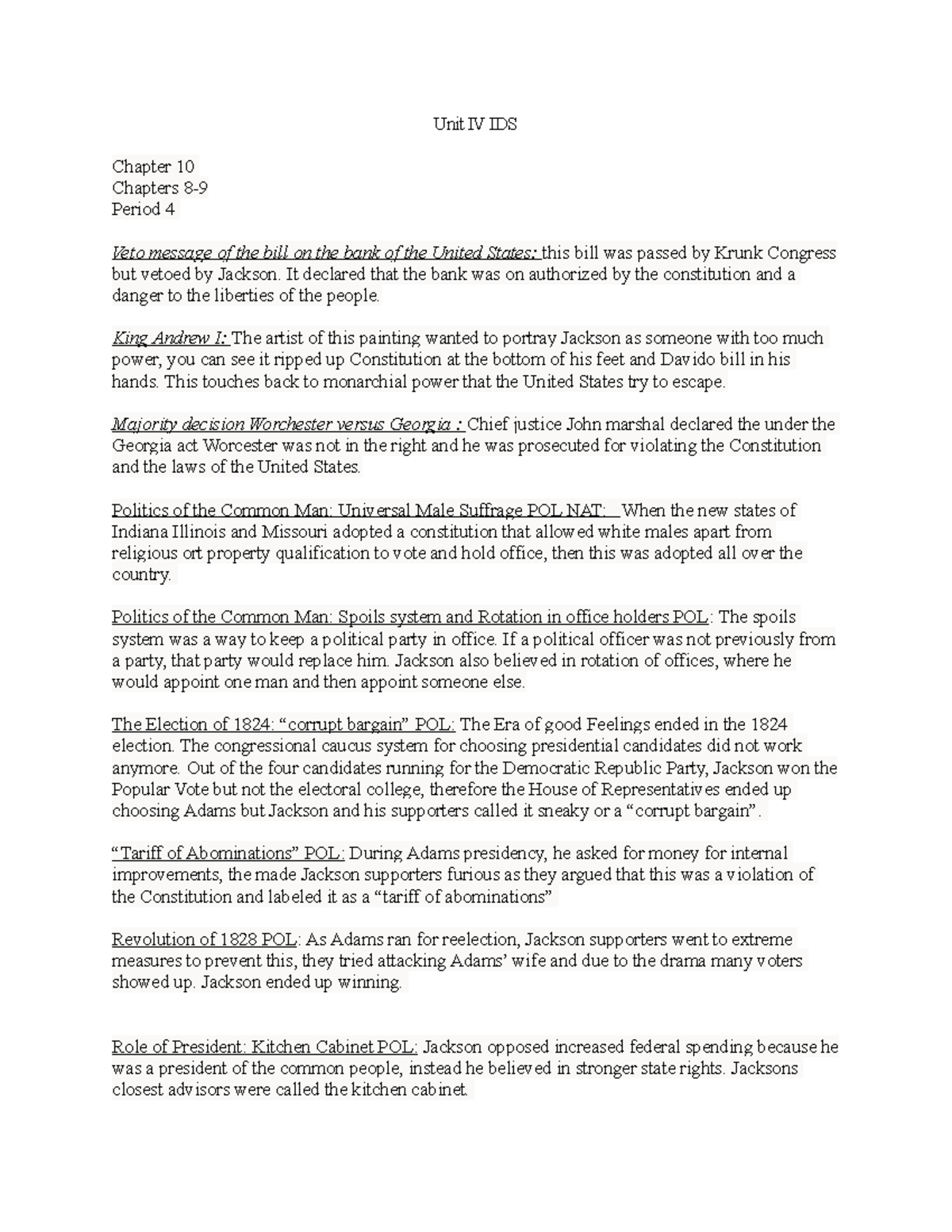 HISTORY Unit 4 Review Notes: Key Events & Themes in U.S. History - Studocu