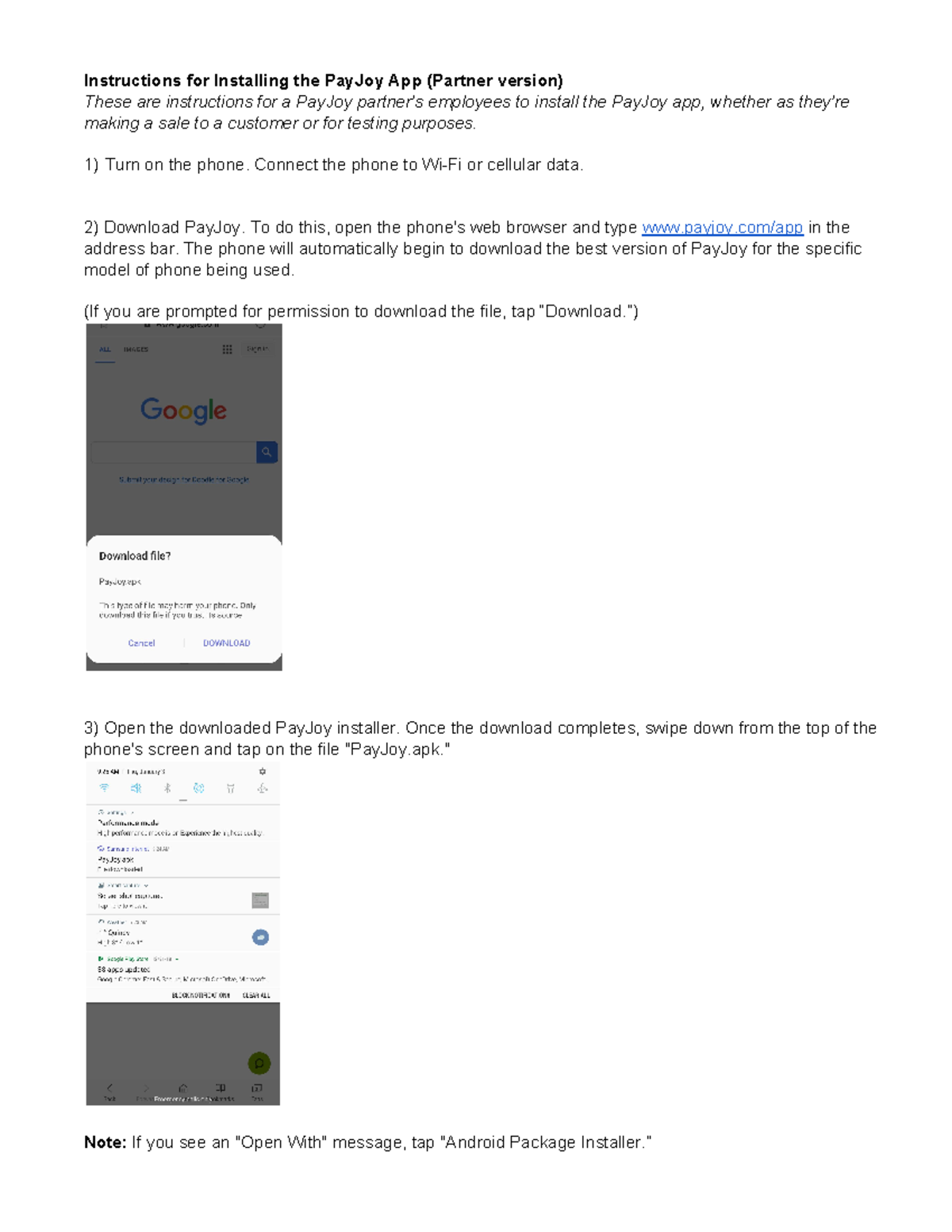 Payjoy App Installation Guide for Partners - Instructions - Studocu