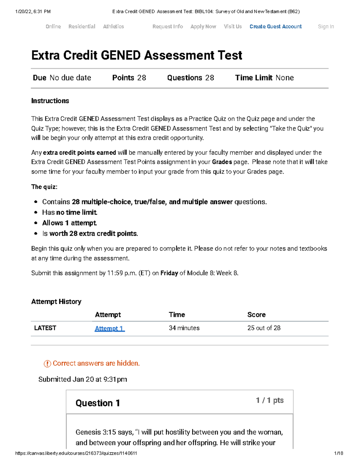 Extra Credit BIBL104 Assessment Quiz: Survey of Old & New Testament ...