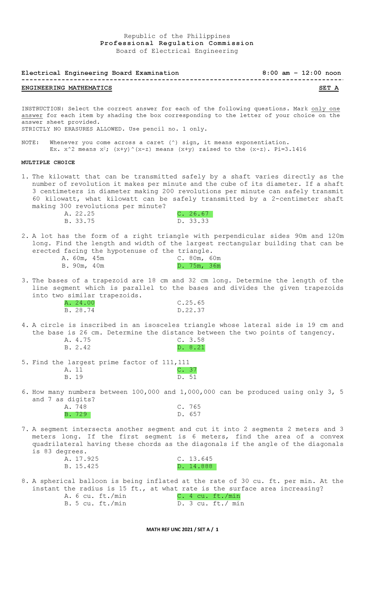 Engineering MATH Problems with Solution - Quantitative Tech/Math ...