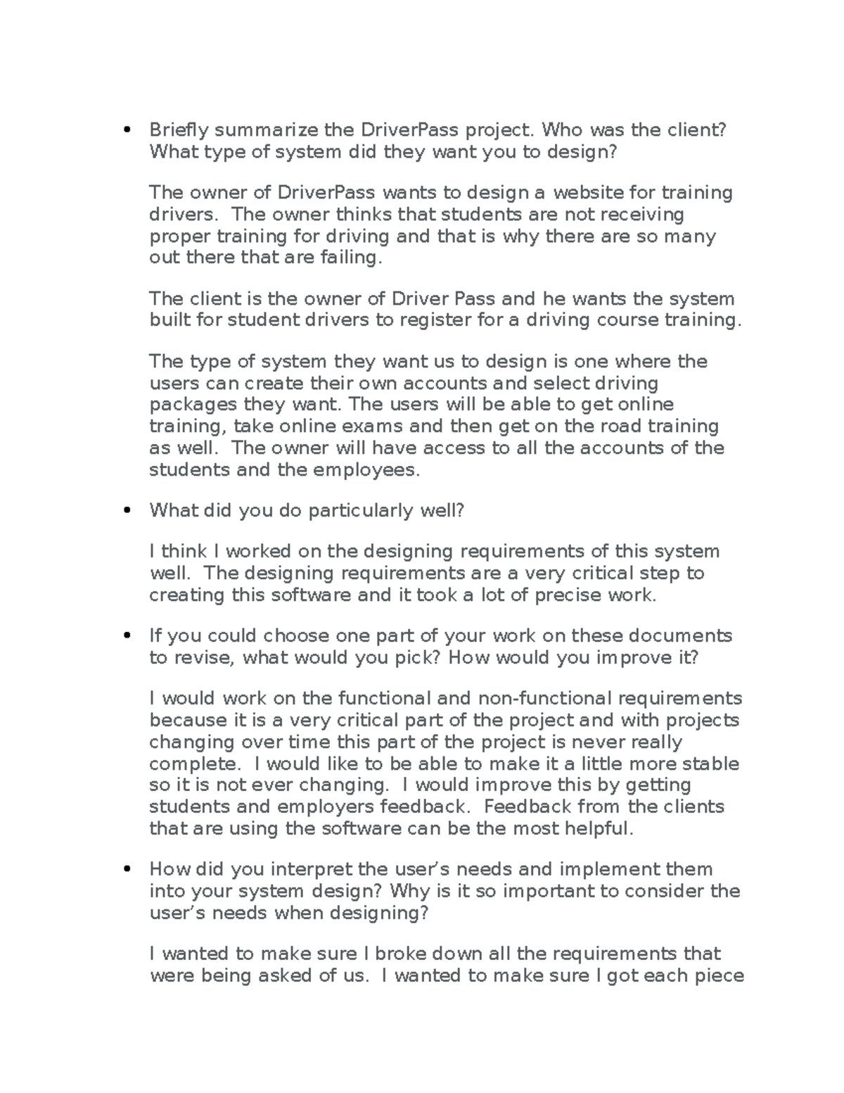 CS 255 Module 8 Journal: DriverPass Project Summary & Insights - Studocu