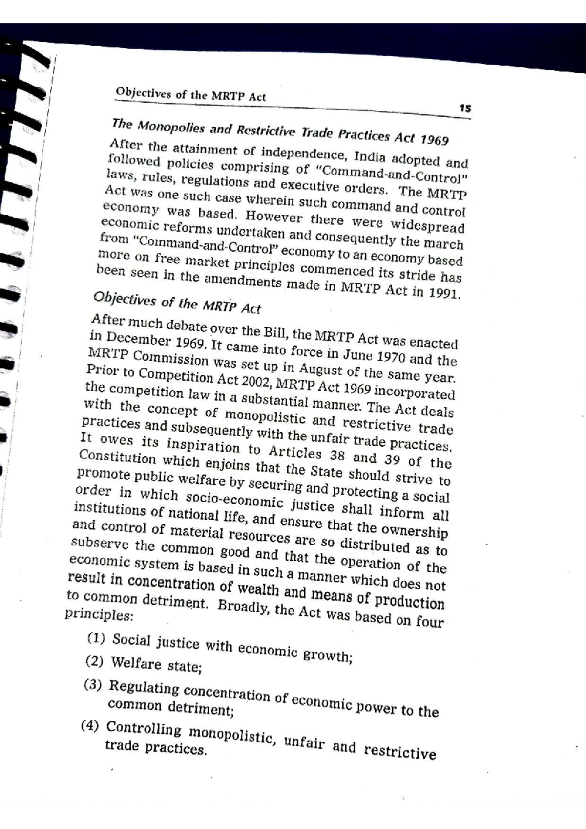 15 Objectives of the MRTP Act: An Overview of Economic Regulation - Studocu