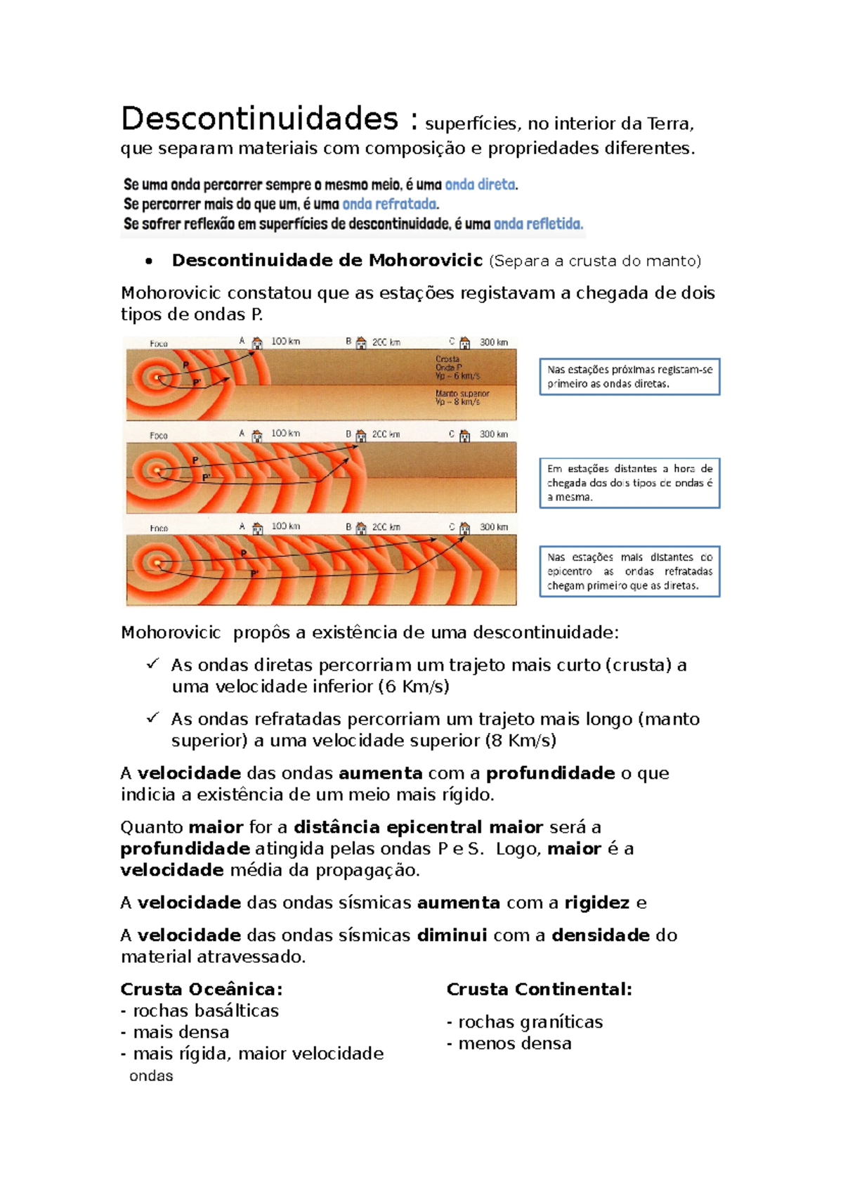 Descontinuidades e Estruturas Internas - Geologia 10ºano - Studocu
