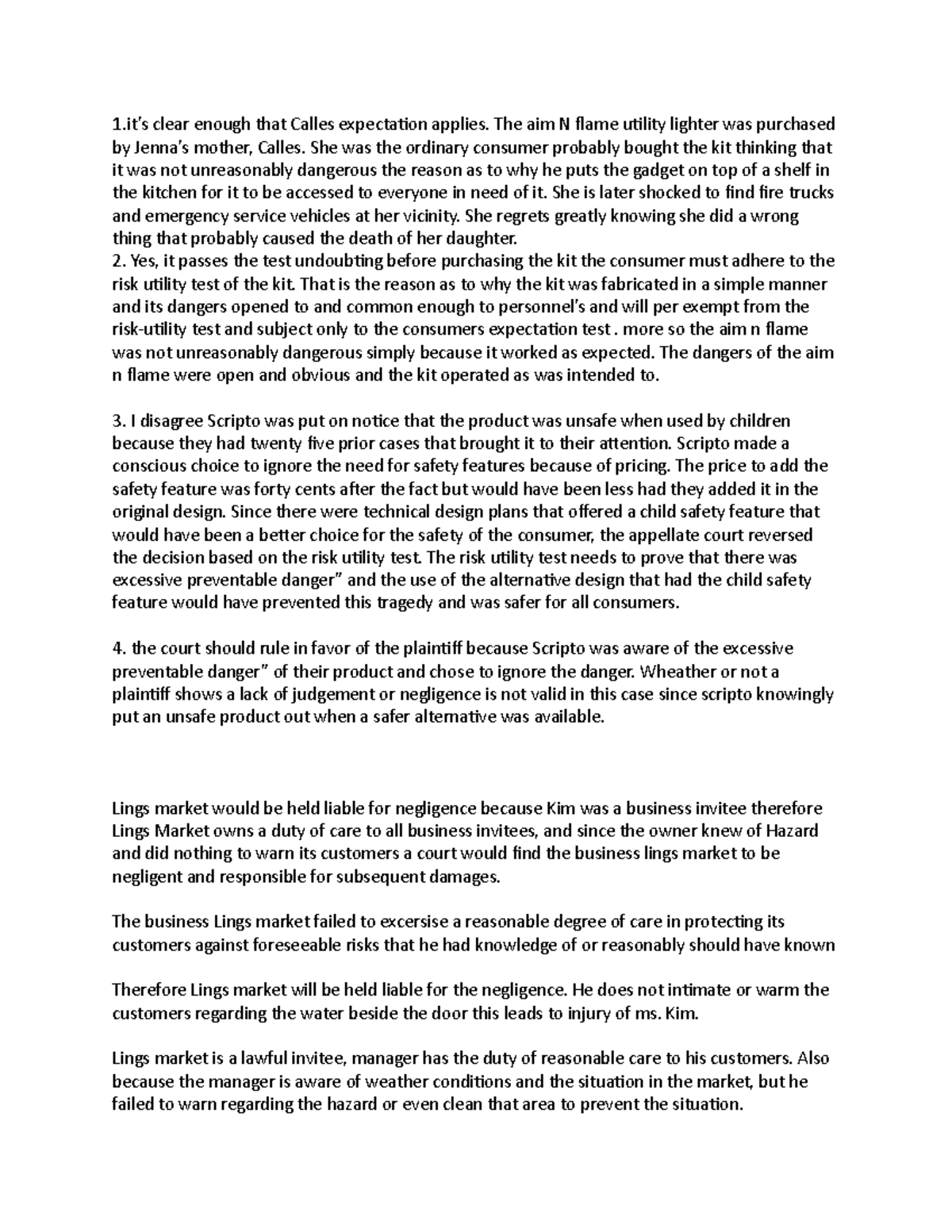 Busioness law - 1’s clear enough that Calles expectation applies. The ...