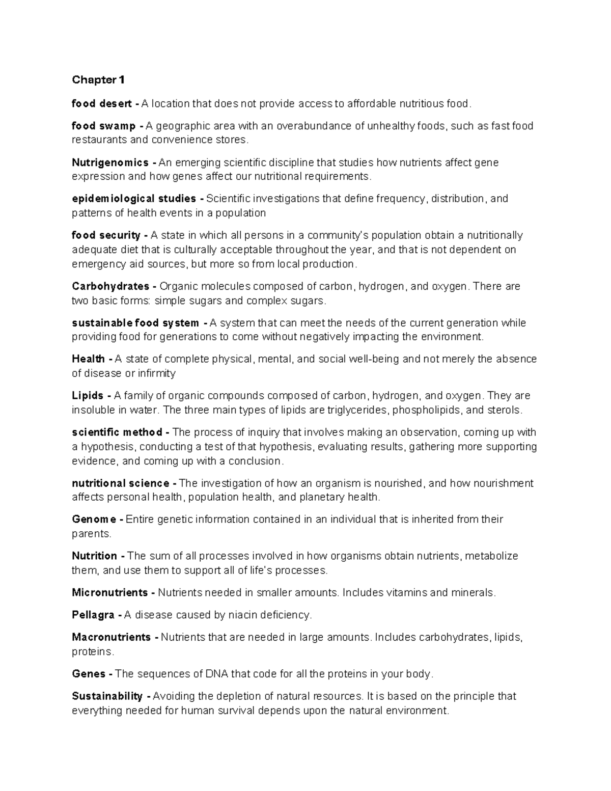 Nutrition Key Terms Overview: Chapters 1-7 Insights - Studocu