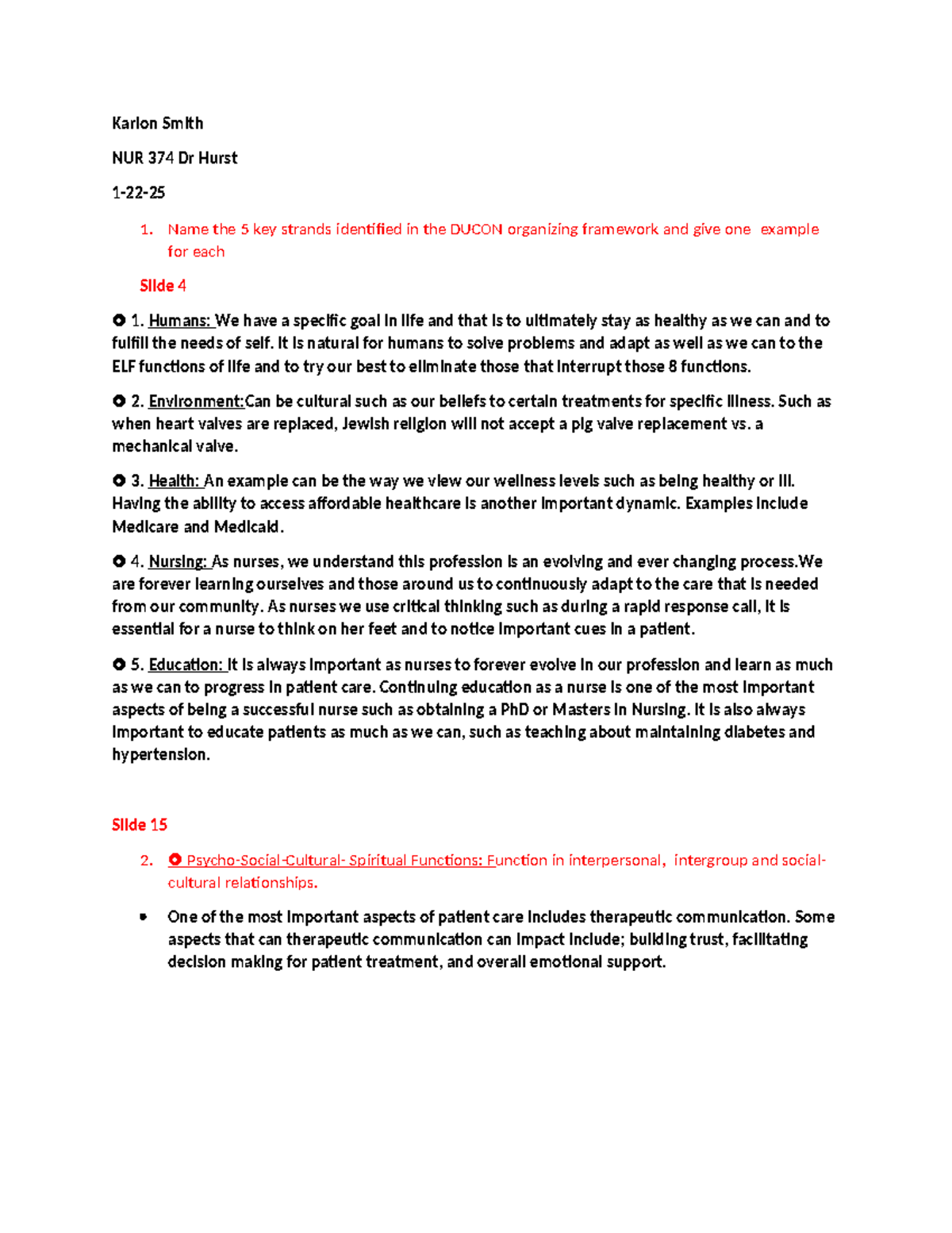 Key Strands in DUCON Framework - NUR 374 Unit I & II Notes - Studocu