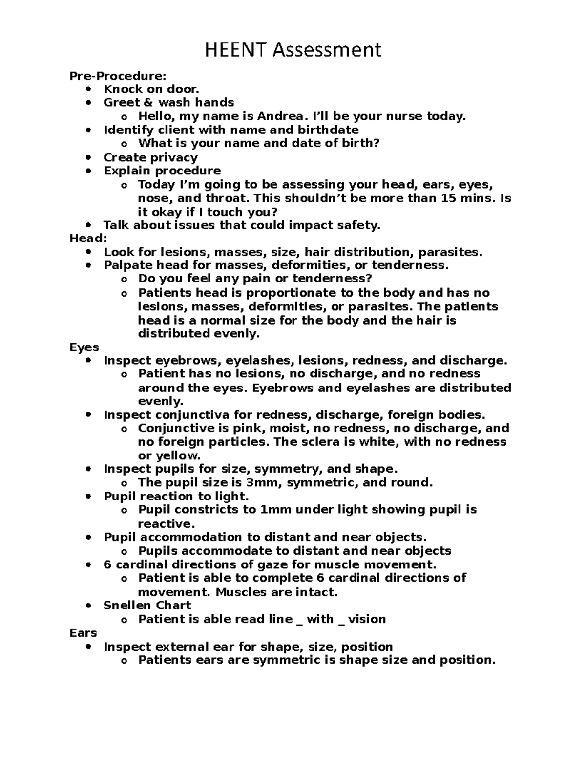 HEENT Assessment Guide for Nursing Students: Procedures & Findings ...