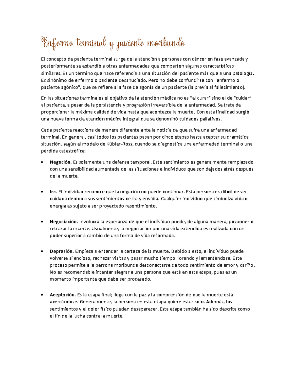 Cuidados Paliativos: Enfermos Terminales y Pacientes Moribundos - Studocu