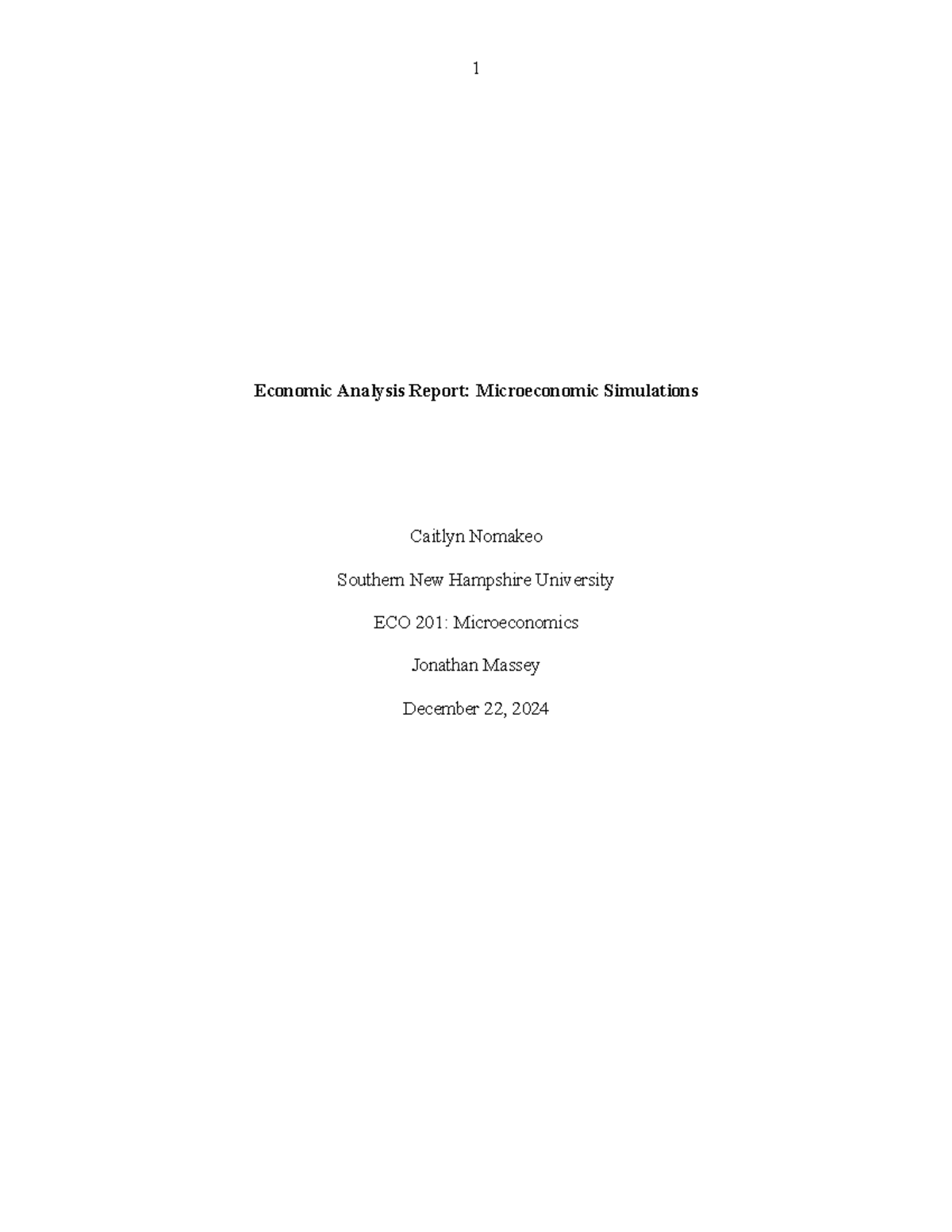 ECO 201 Project Template - Economic Analysis Report: Microeconomic ...
