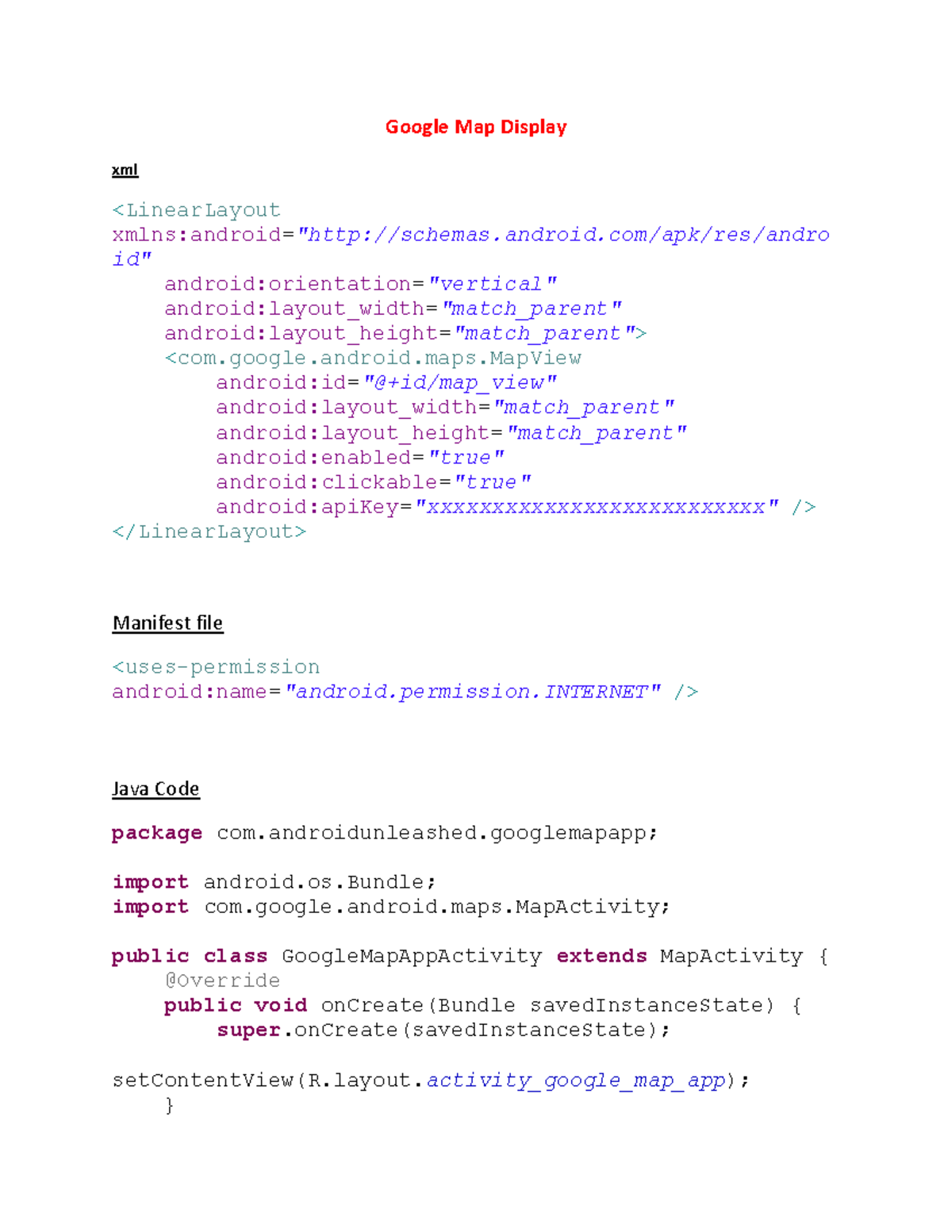 Android Programs: Google Map, SMS, Video Play & Navigation Code - Studocu