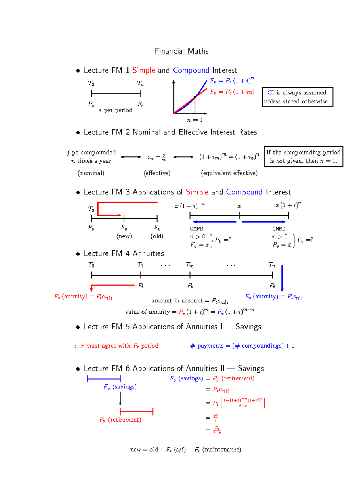 Summary of Financial Maths Lectures FM101-112 - Studocu