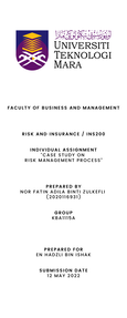 Risk and Insurance - INS200 - UiTM - Studocu