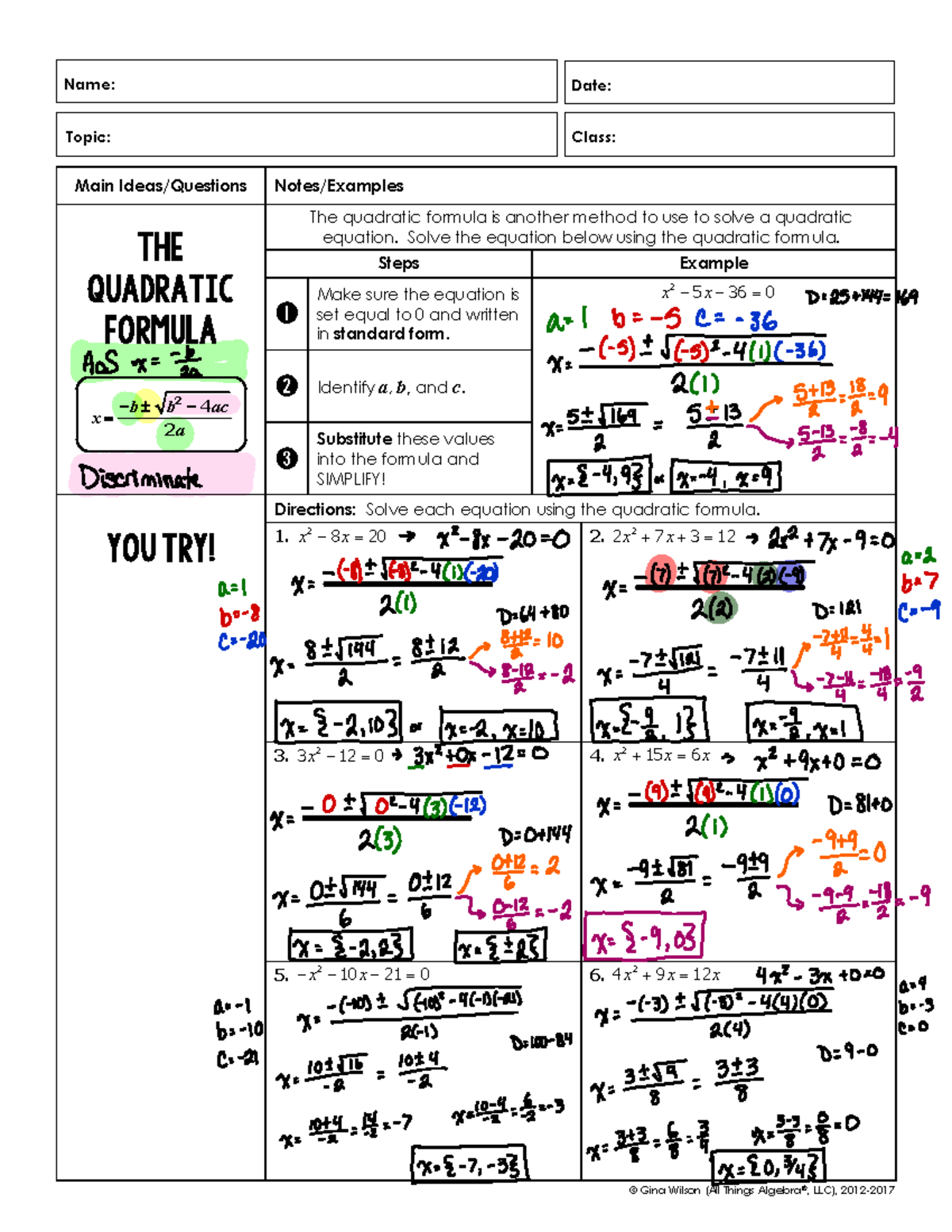 Week 11 Notes & Review - Main Ideas/Questions Notes/Examples THE ...