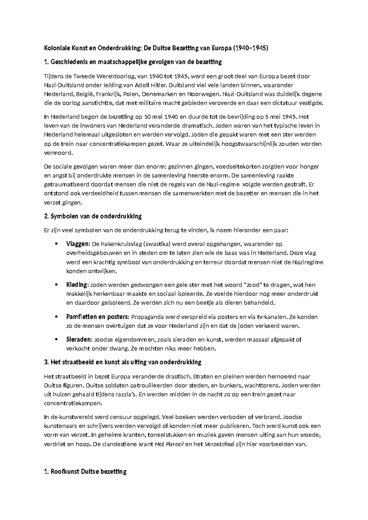 Koloniale Kunst en Onderdrukking: Duitse Bezetting van Europa (CKV ...