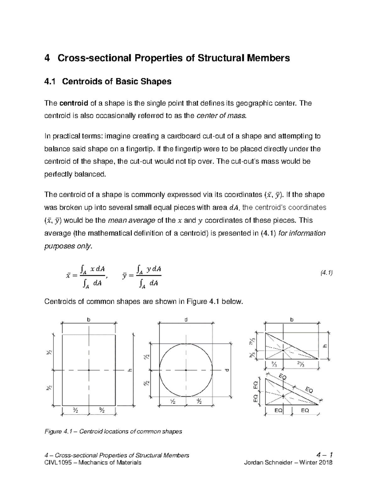 CIVL1095 4 Cross-sectional Properties of Structural Members in ...