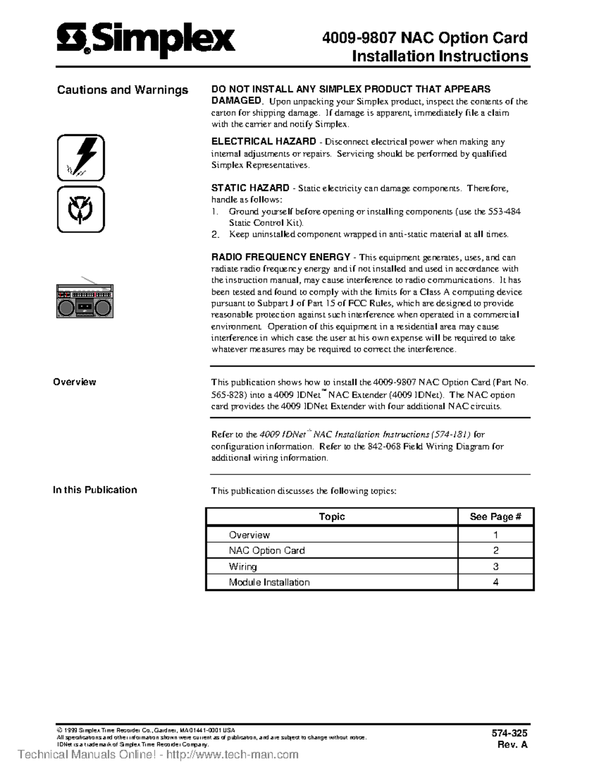 4009-9807 NAC Option Card Installation Manual Rev A - Simplex - Studocu