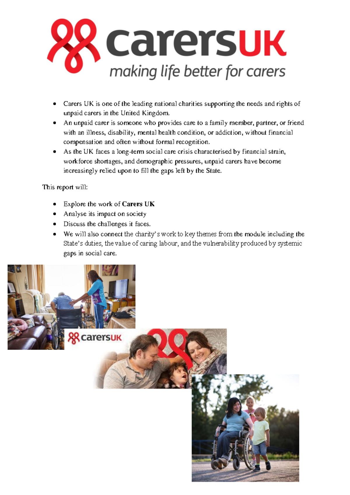 Group 2 - Carers UK: Advocacy, Challenges, and Impact on Unpaid Carers ...