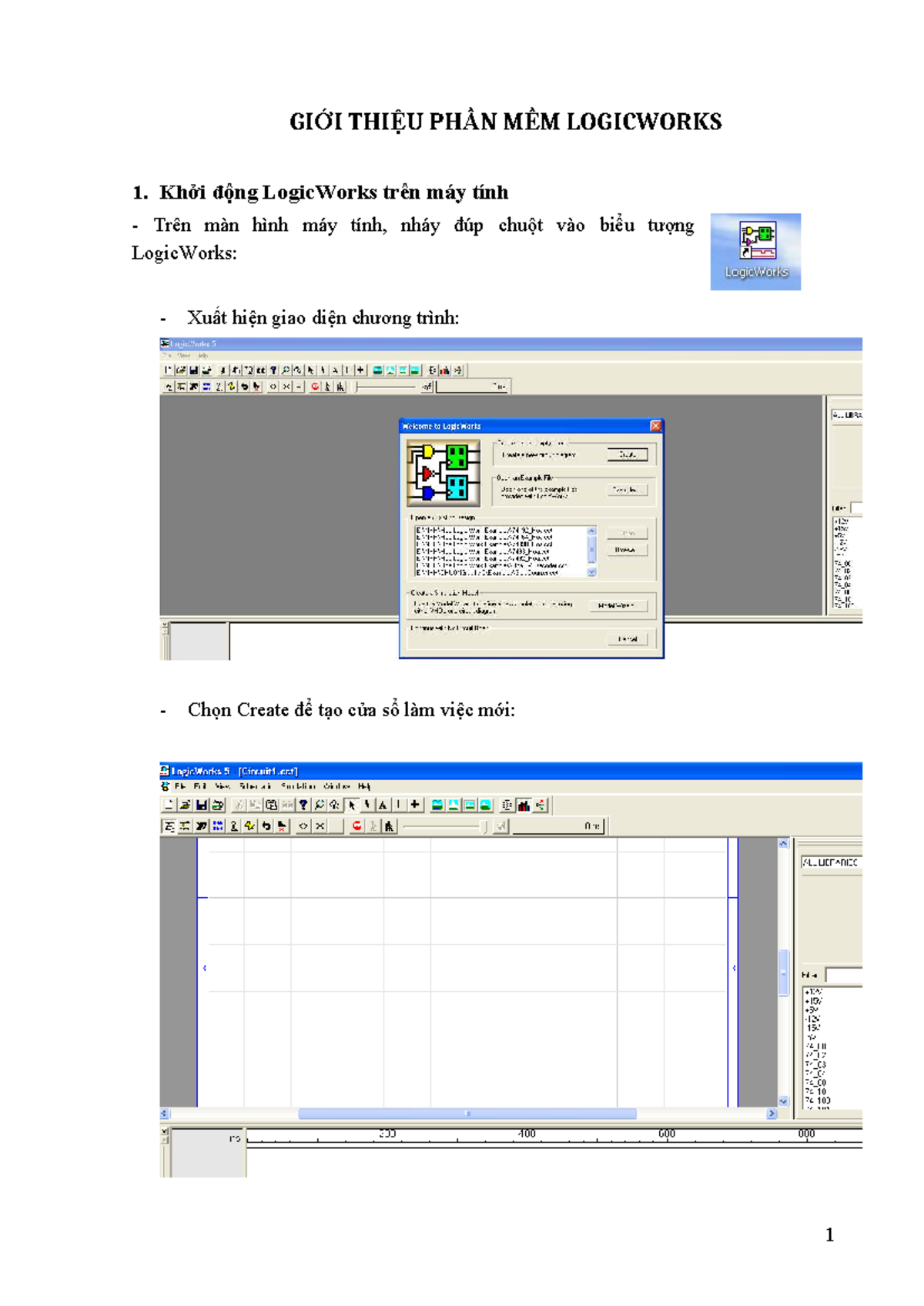 Hướng Dẫn Sử Dụng LogicWorks: Tạo Sơ Đồ Mạch và Linh Kiện - Studocu