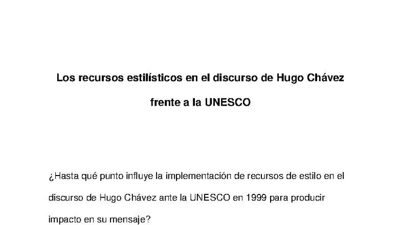 Análisis del Discurso de Hugo Chávez ante la UNESCO: Recursos ...