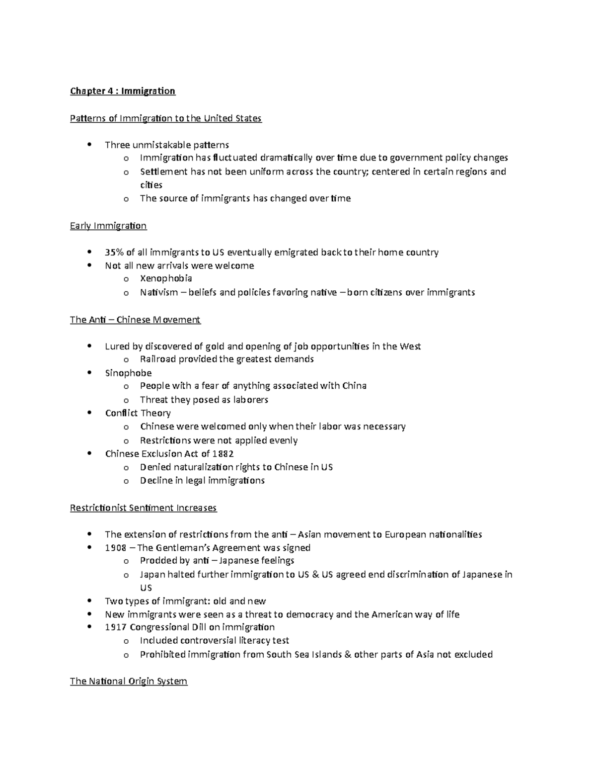 Chapter 4 - Immigration Patterns and Social Impacts - Studocu