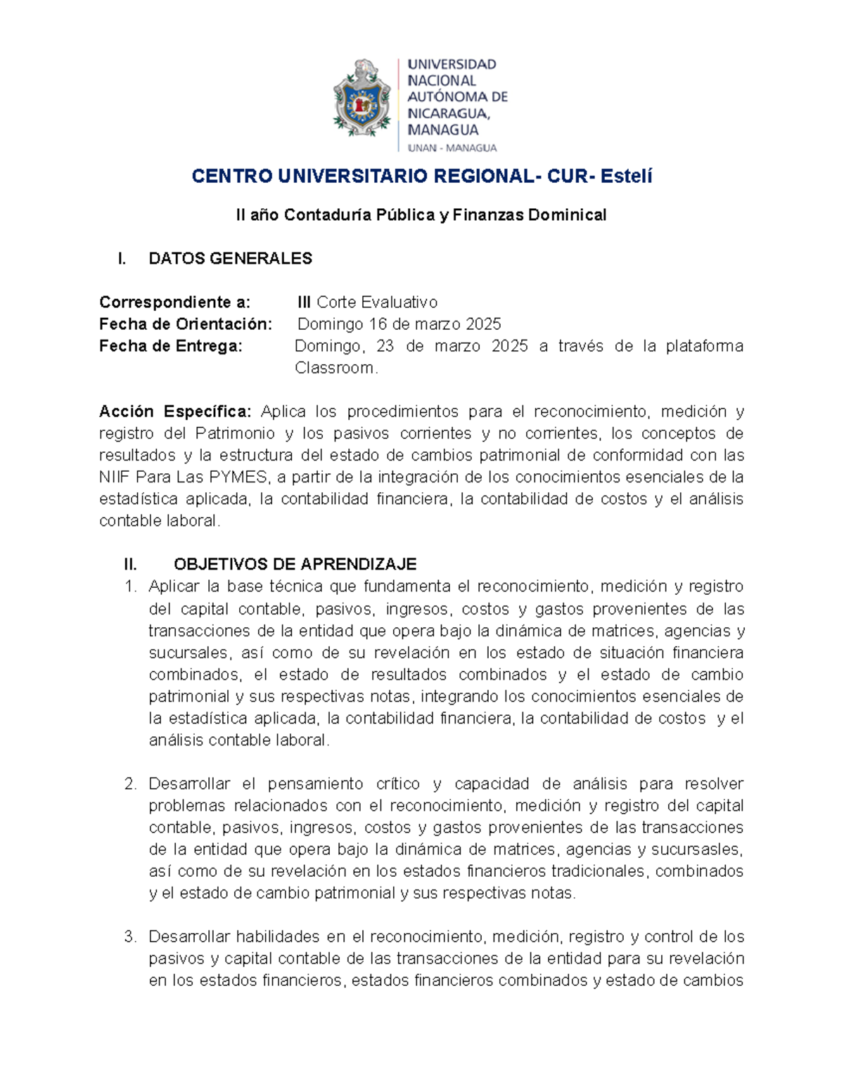 Base orientadora - CENTRO UNIVERSITARIO REGIONAL- CUR- Estelí II año ...