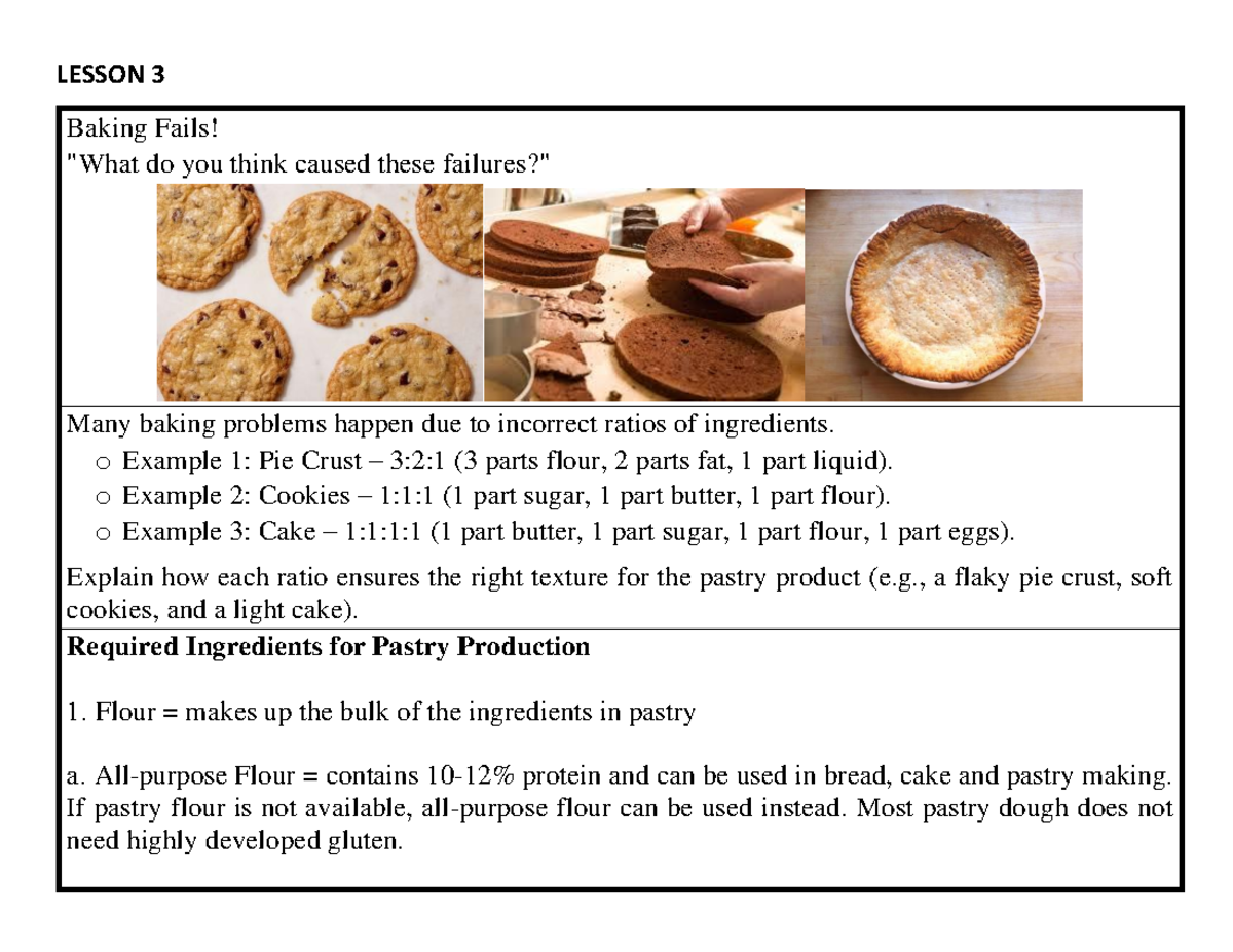 Q2-WEEK 1 Lesson - Baking Techniques and Yield Calculations - Studocu