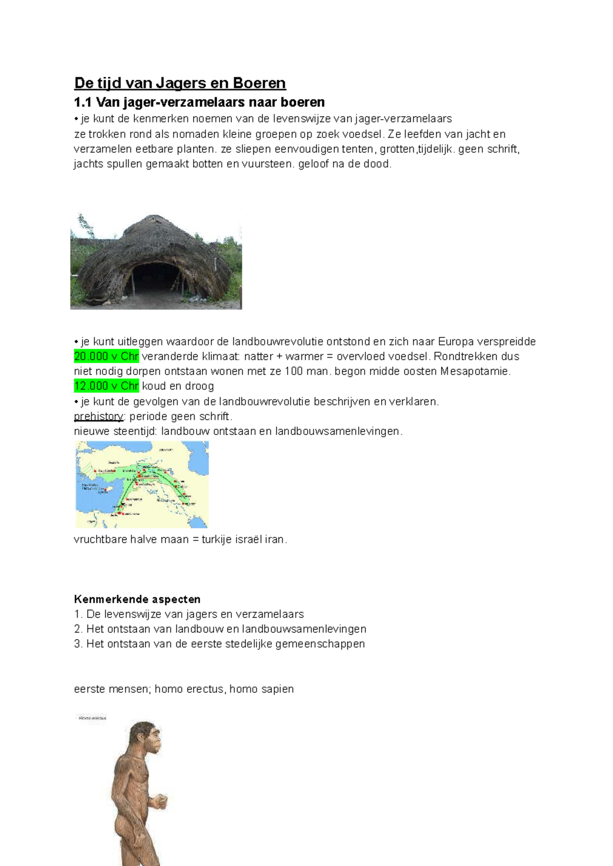 Geschiedenis Samenvatting: Jagers en Boeren (1.1) - Studeersnel