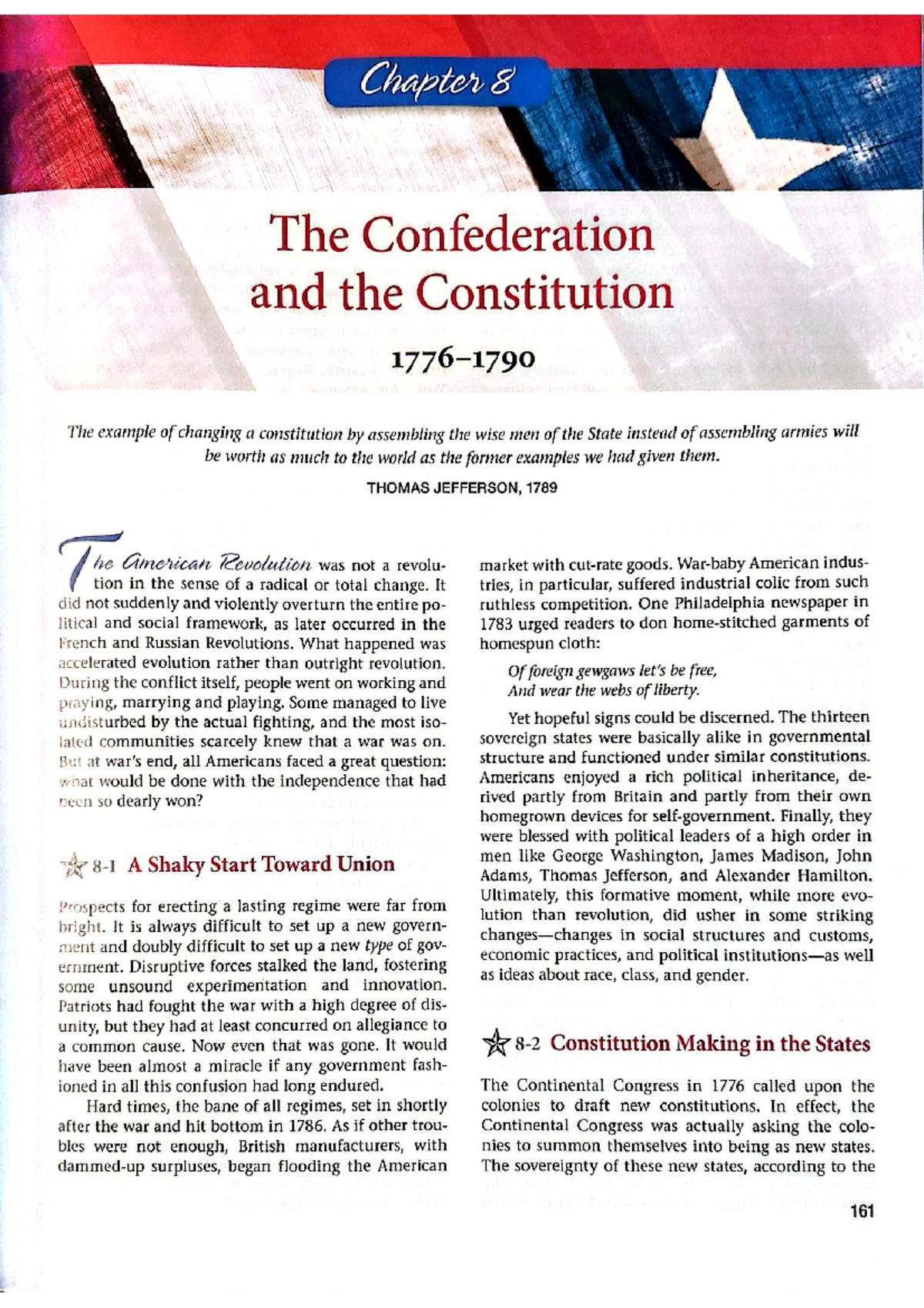 Chapter 8: The Confederation and the Constitution Analysis - Studocu