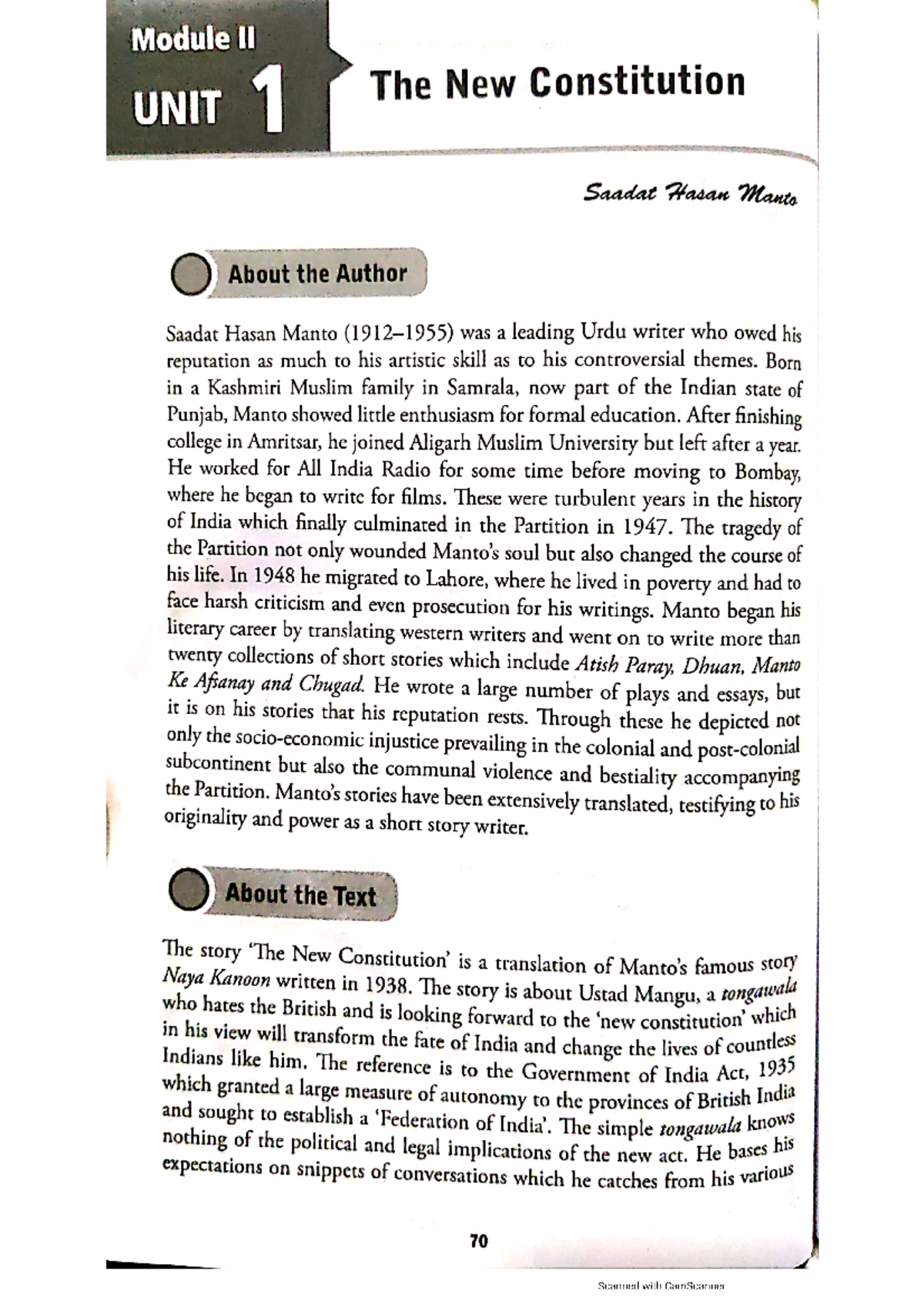 Saadat Hasan Manto - The New Constitution (Naya Qanoon) - Contract Law ...