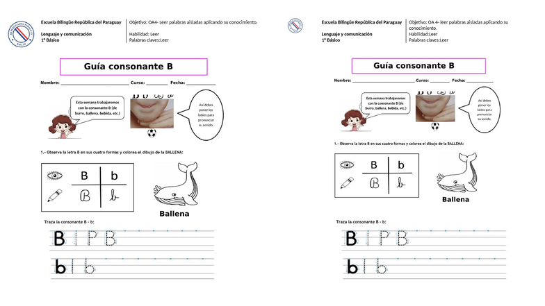 Actividades Letra B - Lectoescritura en Lenguaje y Comunicación Básico ...