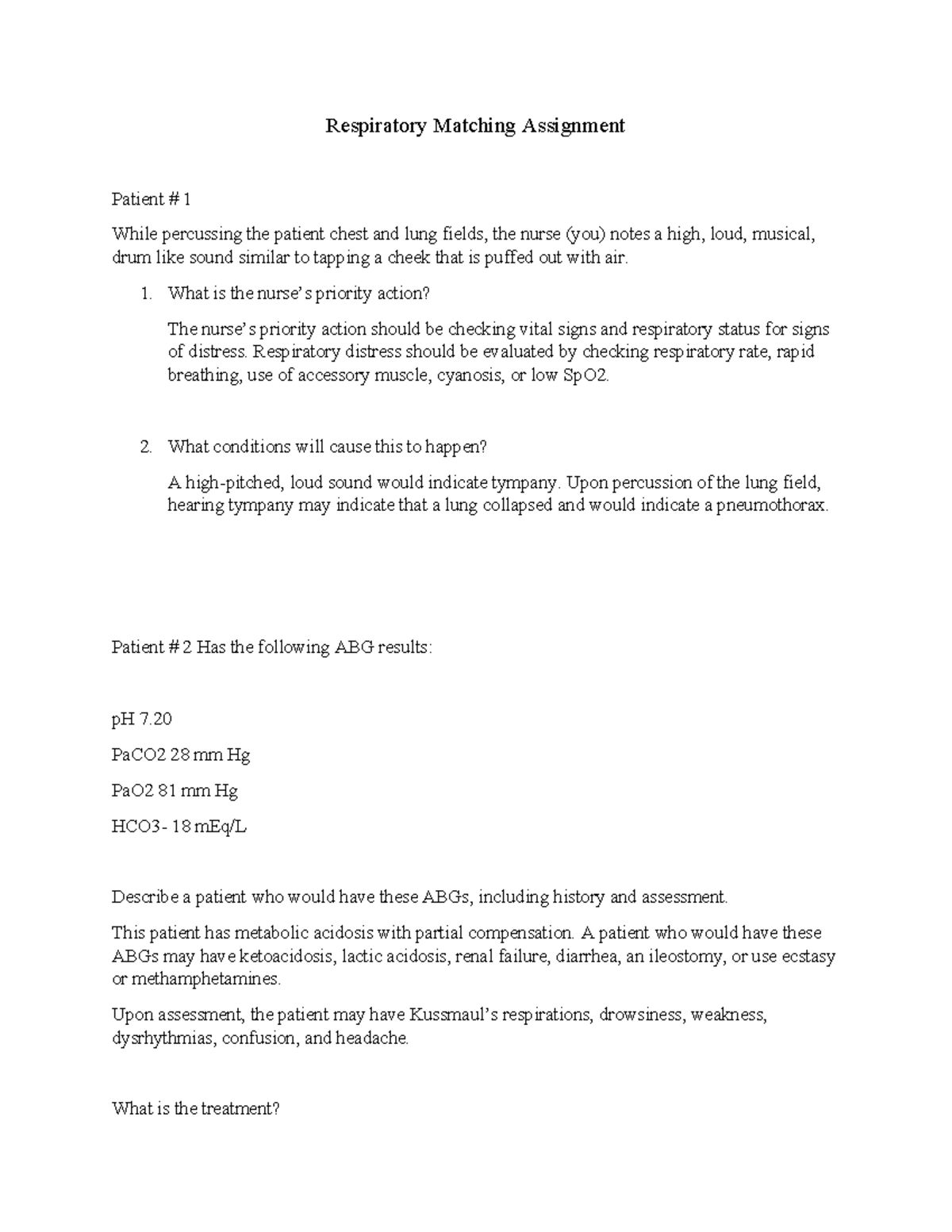 2.2 Respiratory Matching Assignment - Respiratory Matching Assignment ...