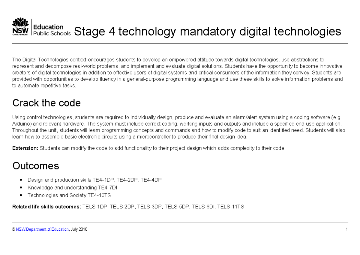 Crack the Code Program - Digital Technologies - Stages 4 & 5 (2Rs FIA ...