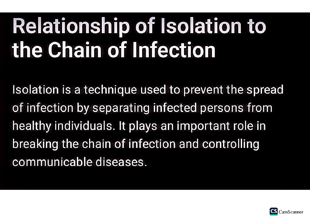 CS Isolation Techniques: Breaking the Chain of Infection - Studocu