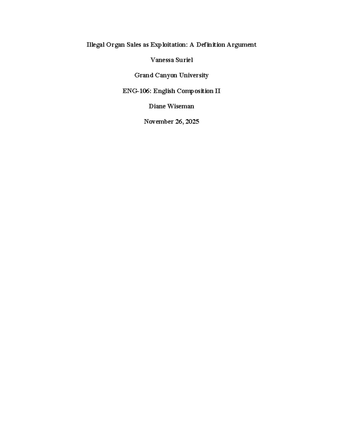 ENG 105: Illegal Organ Sales as Exploitation - A Definition Argument ...