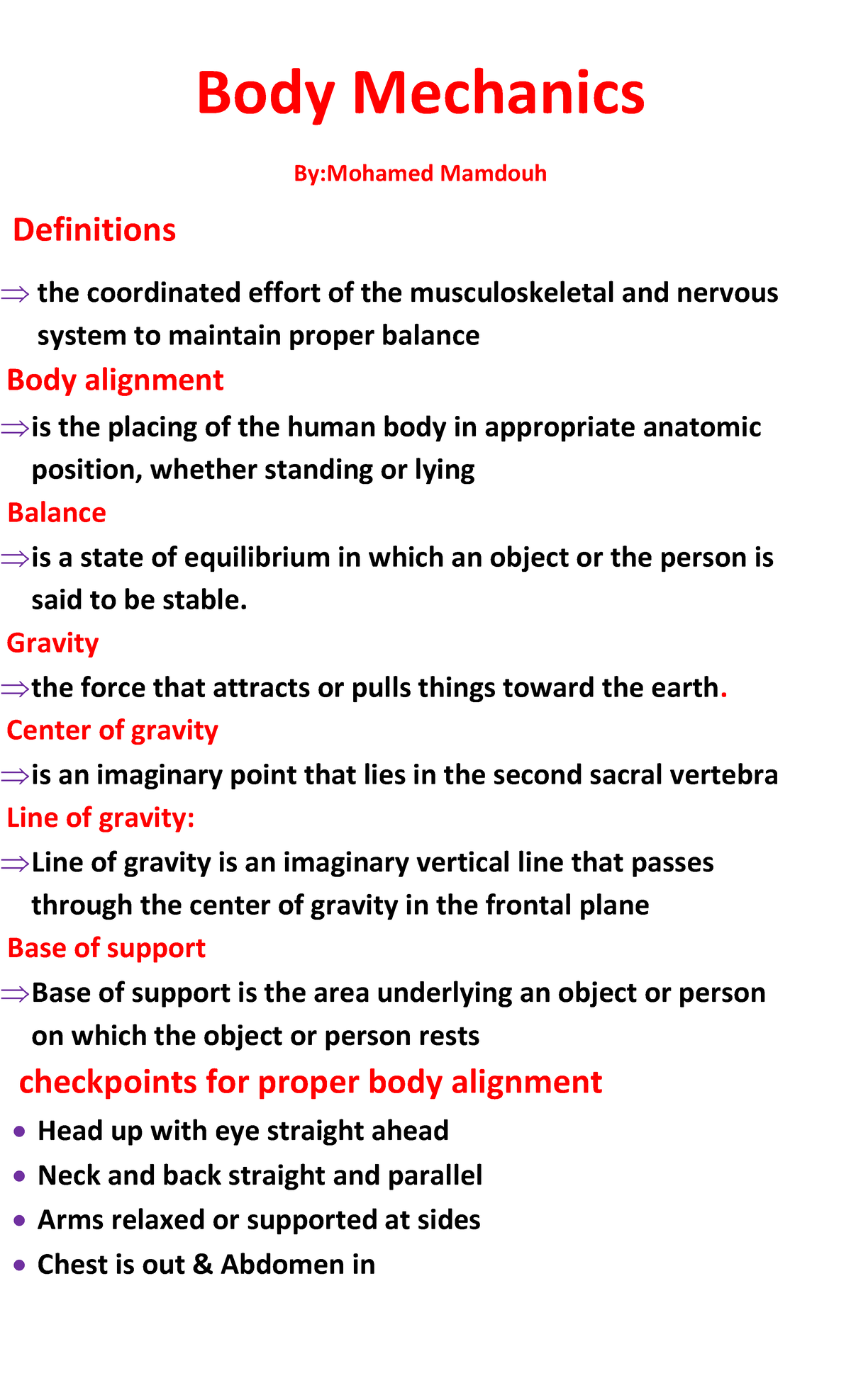 Body Mechanics Overview: Key Concepts & Principles for Stability - Studocu