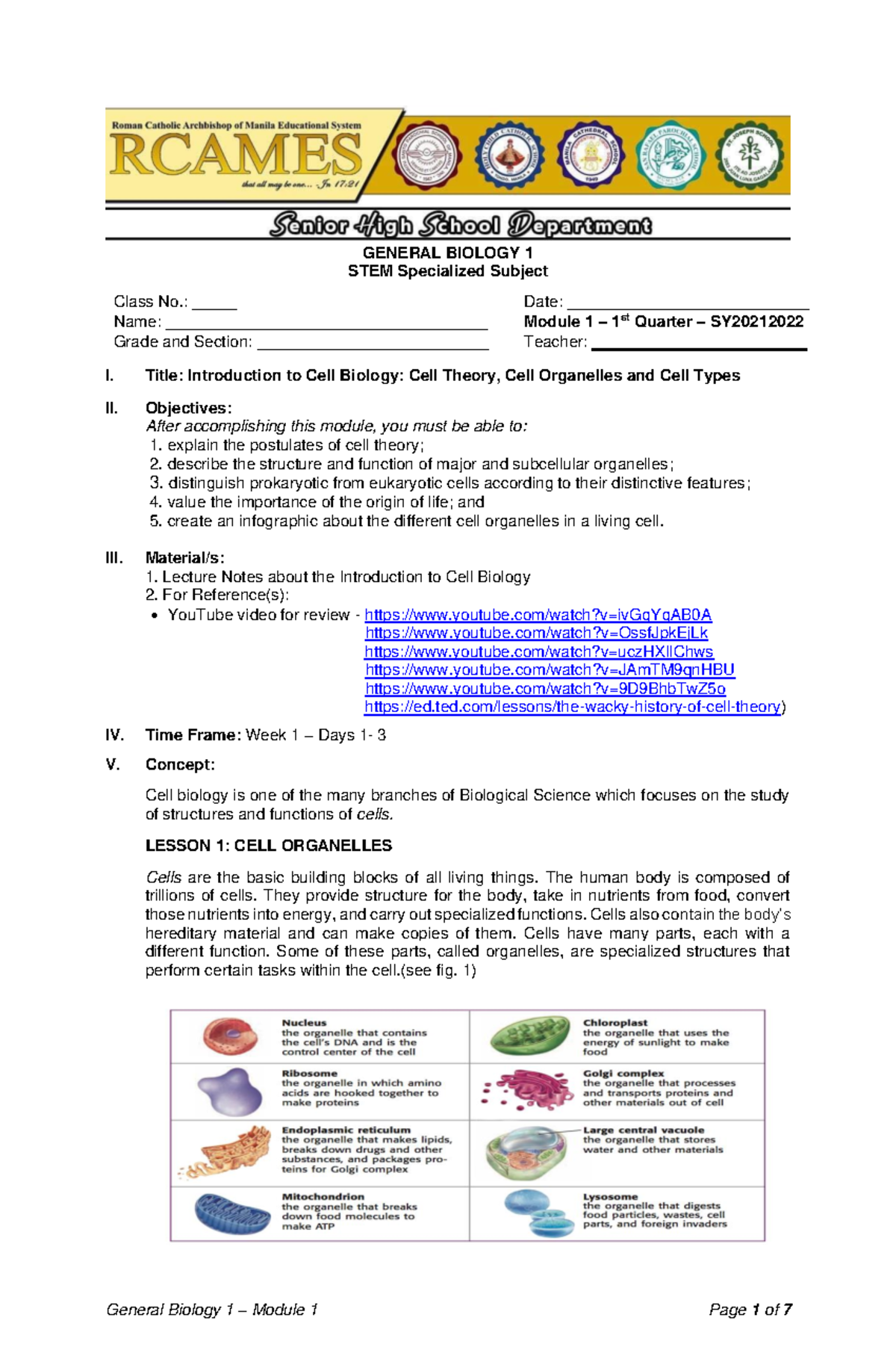 General Biology 1 Module 1 I - GENERAL BIOLOGY 1 STEM Specialized ...