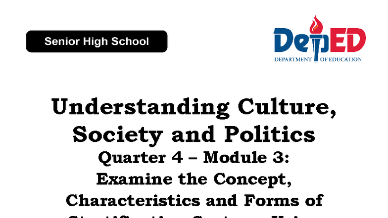 UCSP 4th Quarter Module 3: Analyzing Social Stratification Systems ...