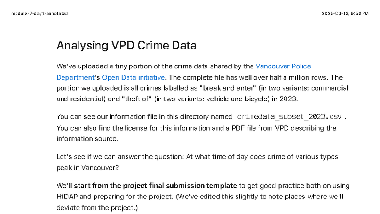 Analyzing VPD Crime Data: Insights on Crime Peaks in Vancouver (CS103 ...