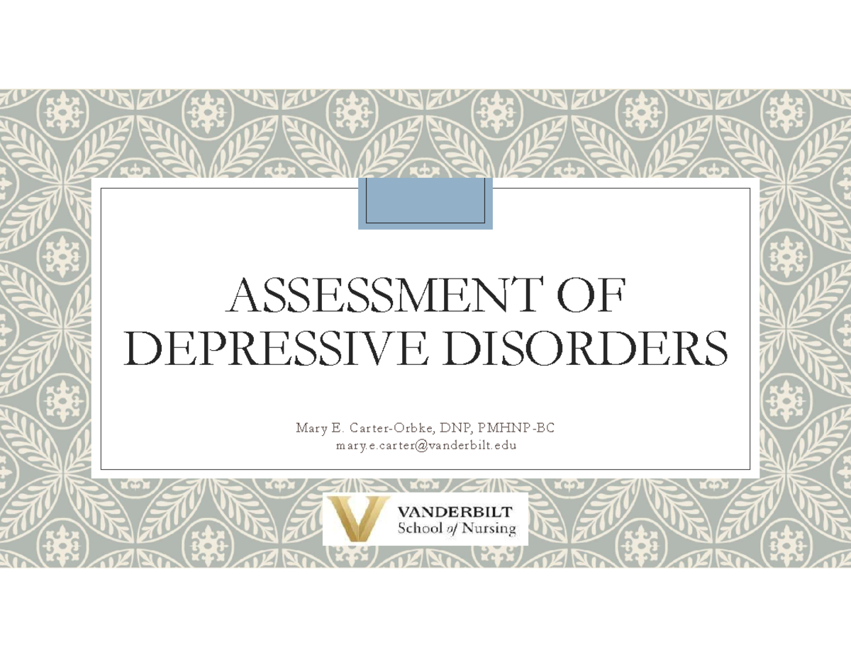 Assessment of Depressive Disorders: DSM-5-TR Overview & Criteria - Studocu