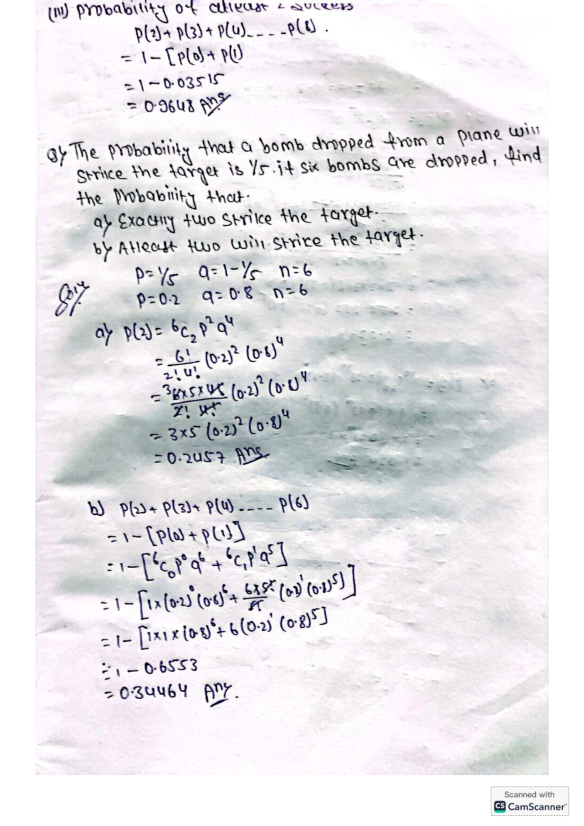 Mth 302-2: Probability Analysis of Bomb Target Strikes and Defective ...