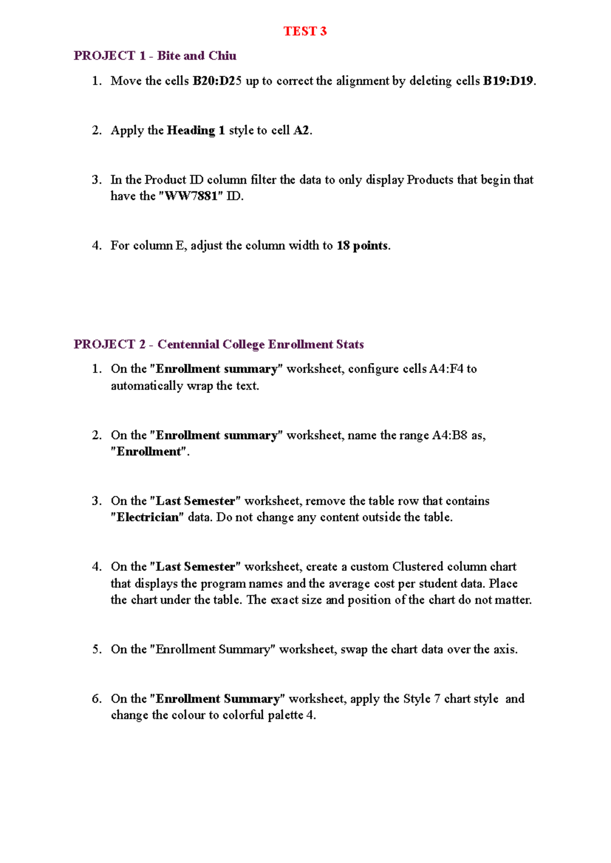 TEST 3 PROJECTS Overview and Instructions - ijjj - Studocu