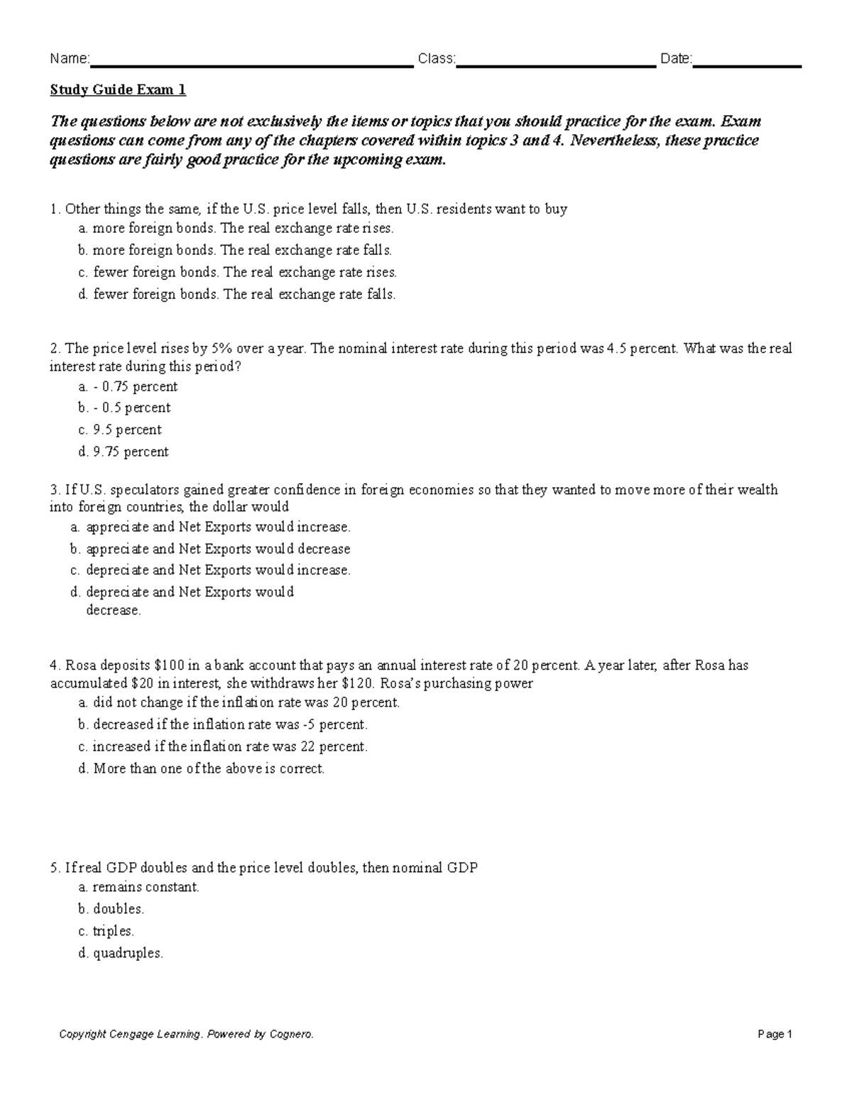 ECN-362 Midterm Exam 2 Study Guide with Key Answers Fall 2022 - Studocu