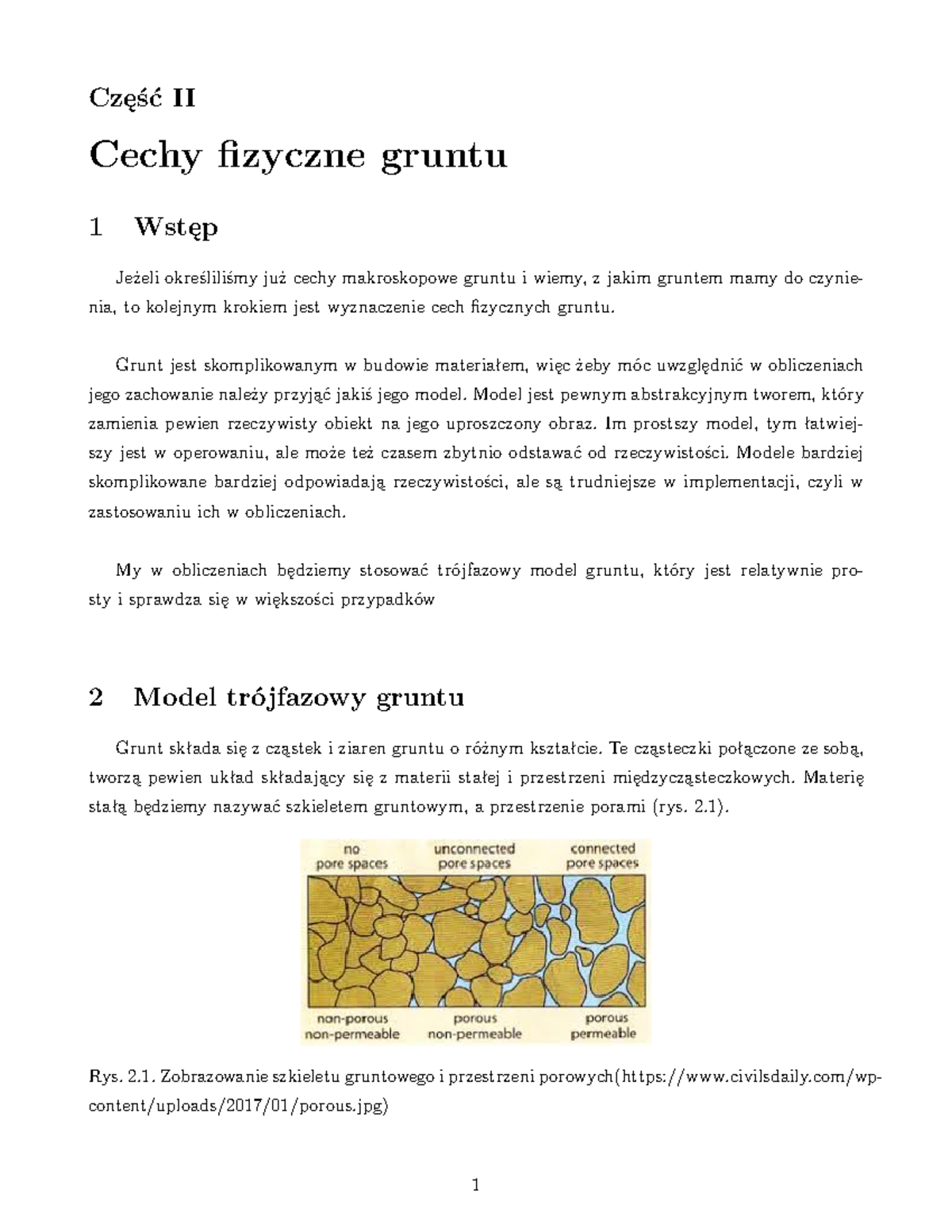 Cechy fizyczne gruntu - Część II: Model trójfazowy i parametry - Studocu