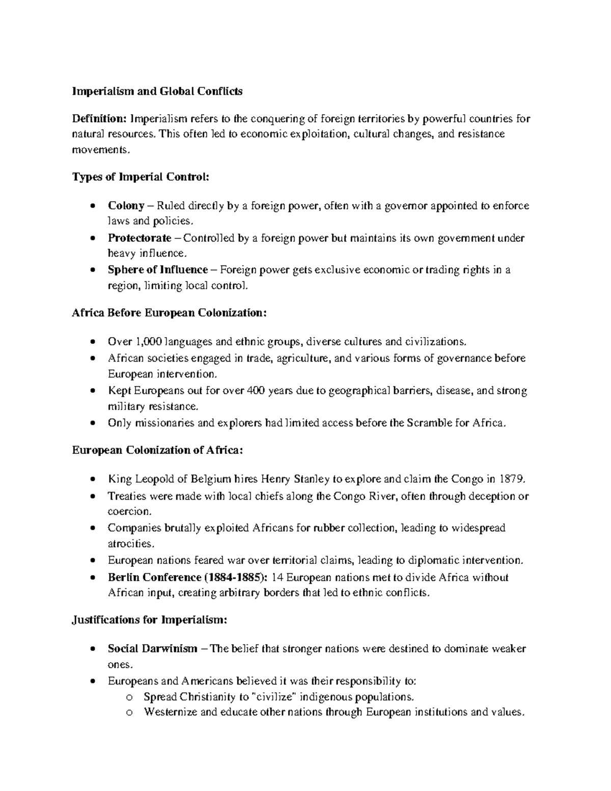 Imperialism and Global Conflicts: A Comprehensive Overview ...