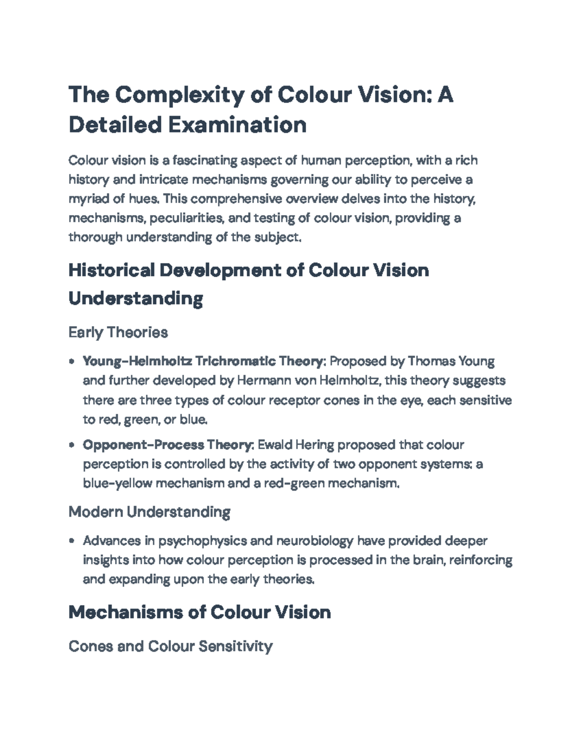 The Complexity of Colour Vision: History, Mechanisms, and Tests (PSY ...