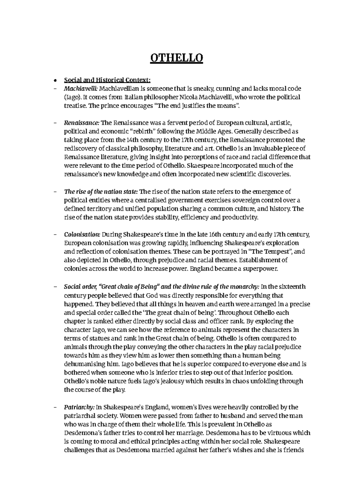 Othello (ENG 201): Social & Historical Context, Themes & Characters ...