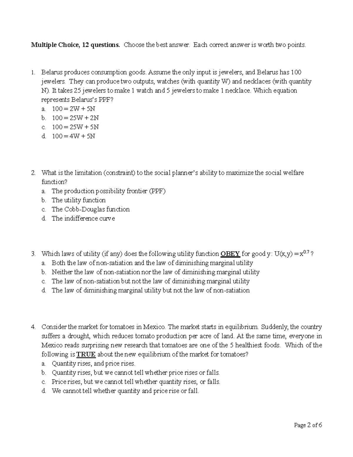 Microeconomics Exam - MCQs & Short Answers (2023) - Studocu