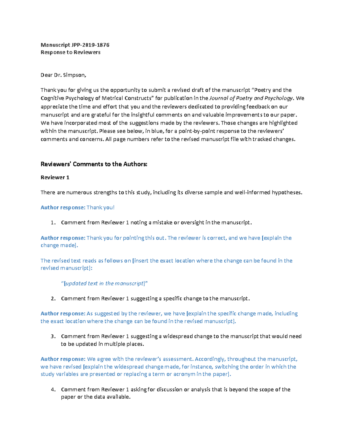Sample-response-reviewers - Manuscript Response to Reviewers Dear Dr ...