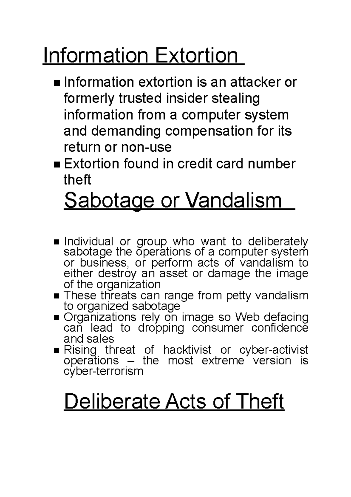 Understanding Information Extortion and Related Cyber Threats - Studocu