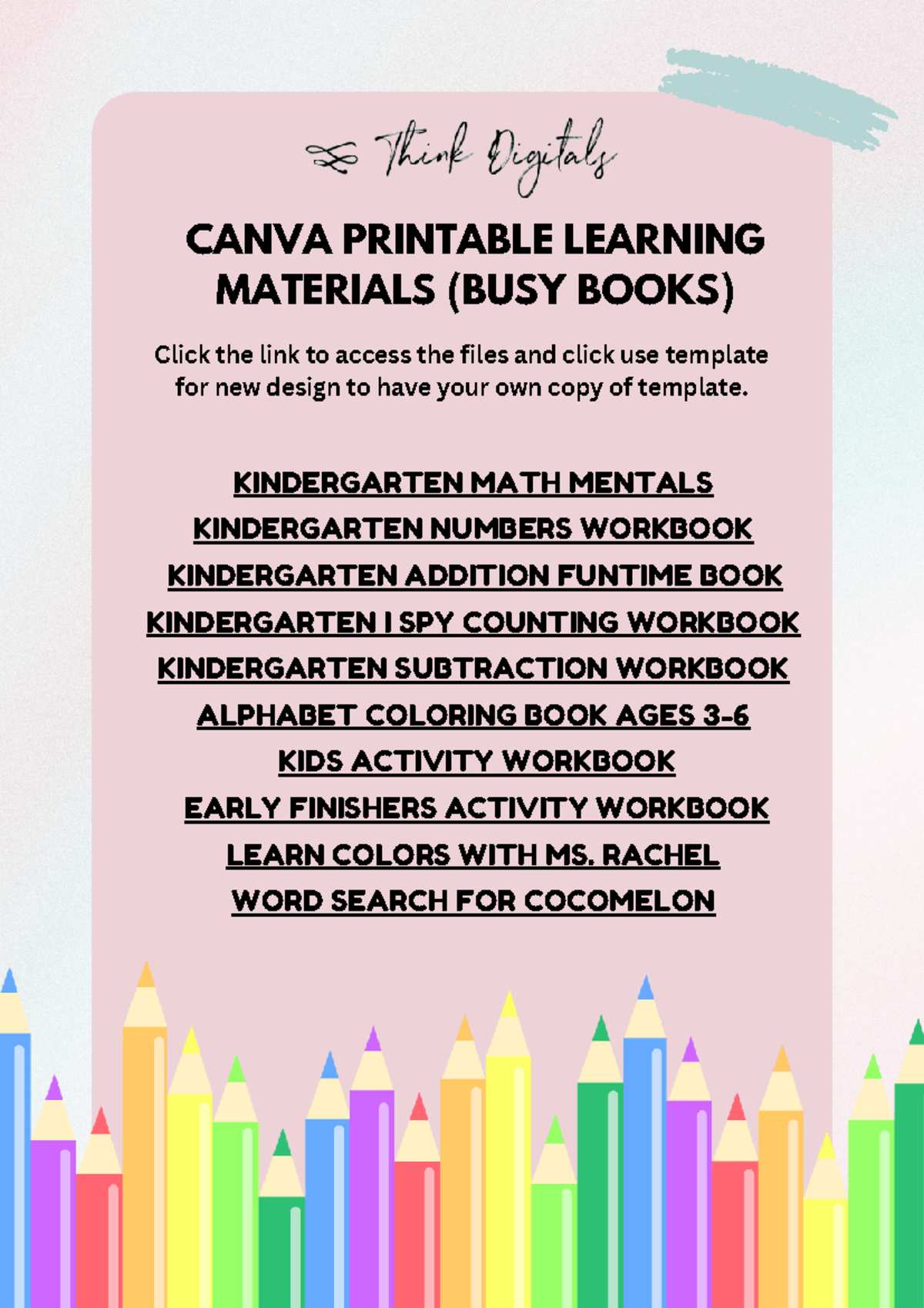 Canva Printable Learning Materials (BUSY Books) - CANVA PRINTABLE ...